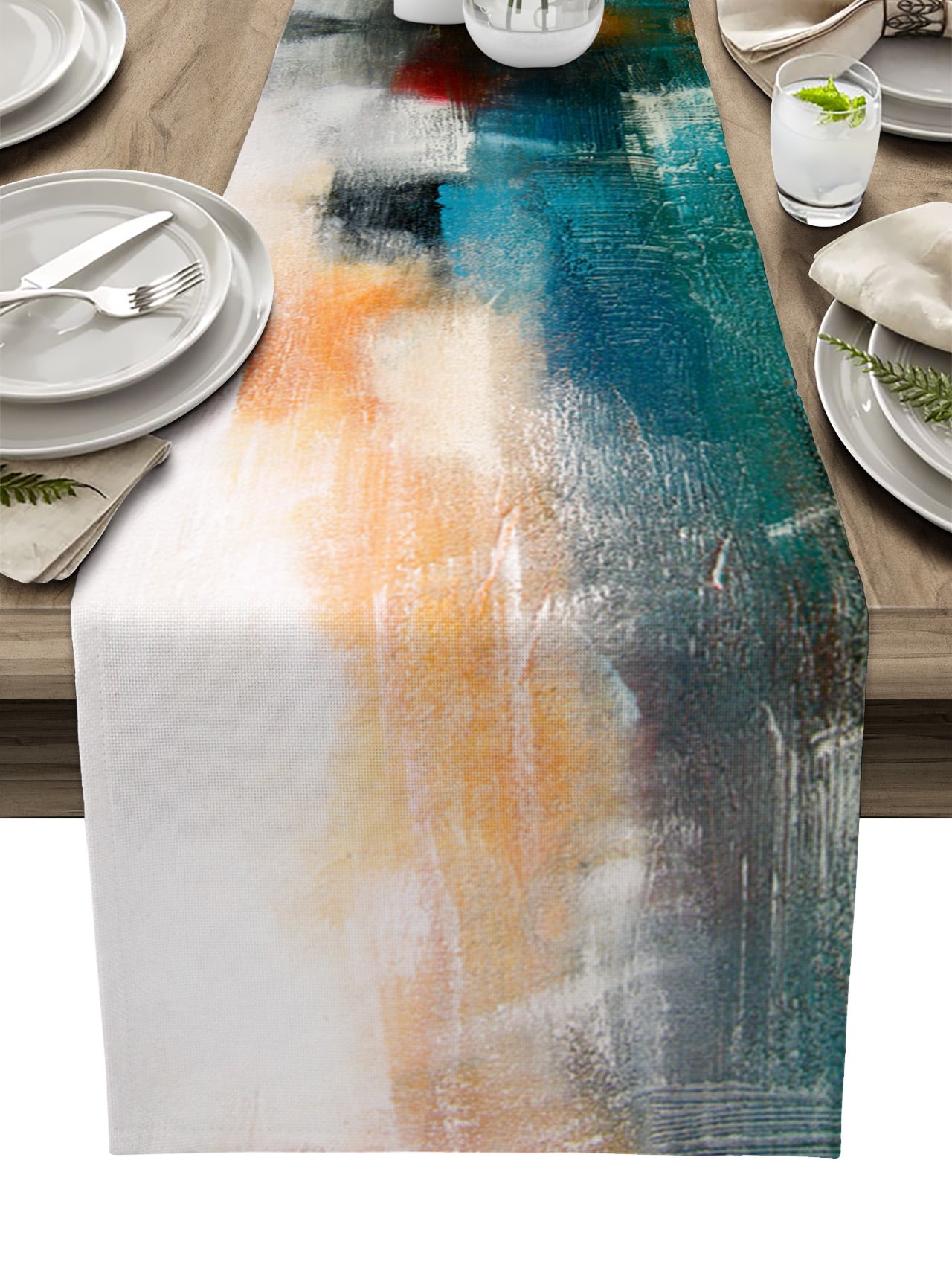 Abstract Cyan Turquoise Texture Table Runner ration Home r Dinner Table ...