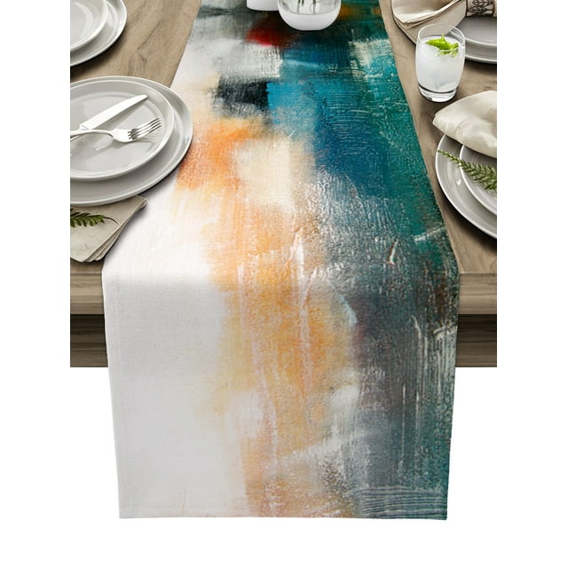 Abstract Cyan Turquoise Texture Table Runner ration Home r Dinner Table ...