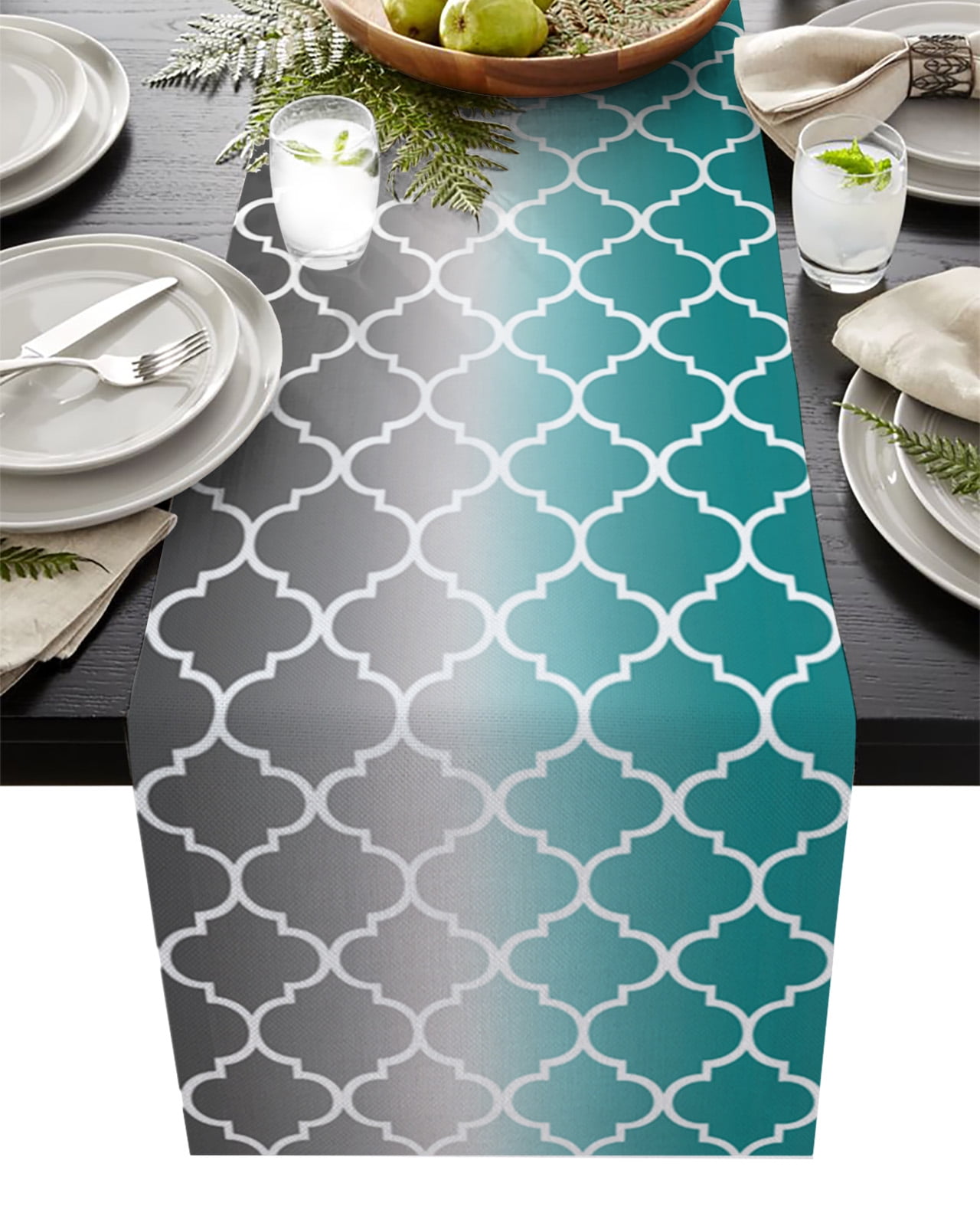 Abstract Cyan Turquoise Texture Table Runner ration Home r Dinner Table ...