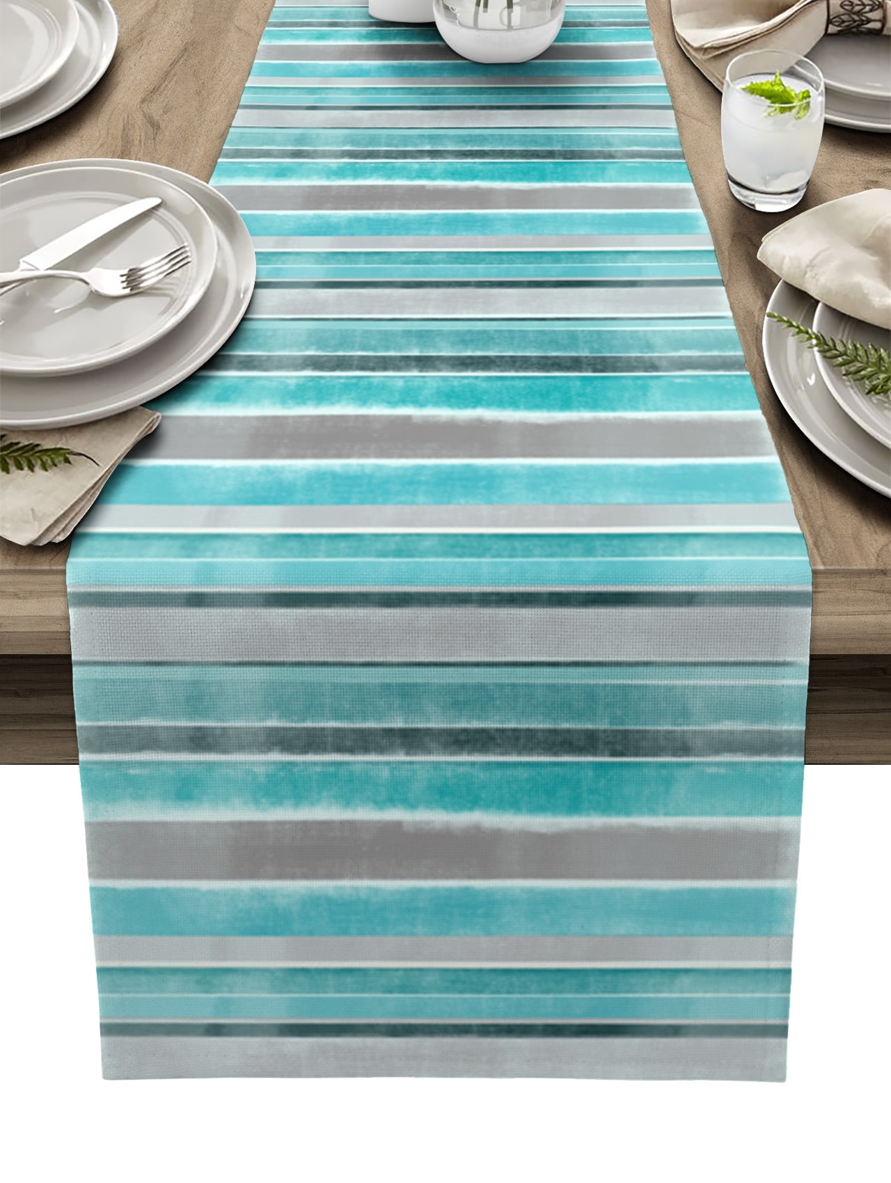 Abstract Cyan Turquoise Texture Table Runner ration Home r Dinner Table ...