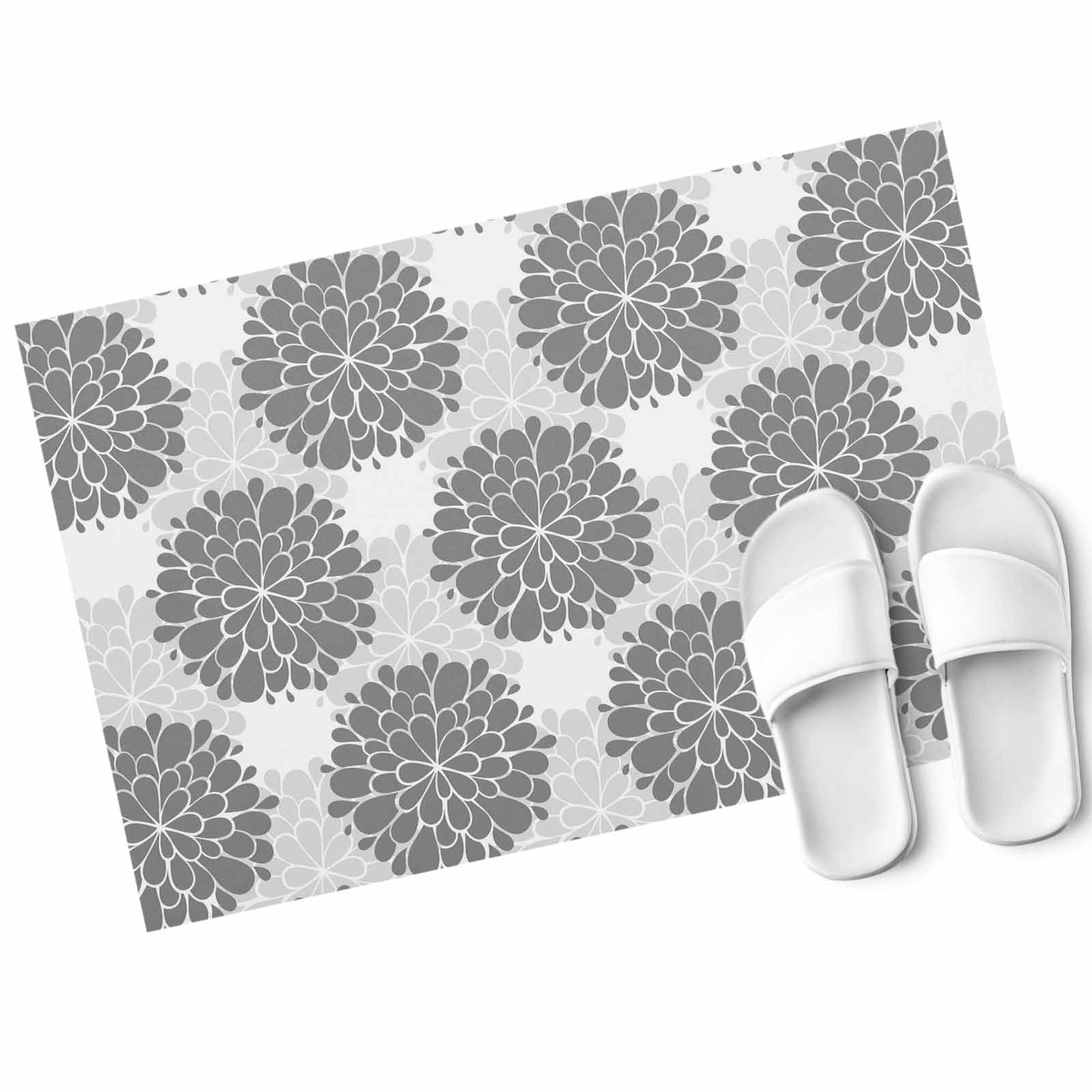 Abstract Dahlia Door Mat Vintage Grey Country Farmhouse Classic Non ...