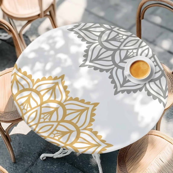 Abstract Dahlia Flower Round Fitted Tablecloth with Elastic Edge ...
