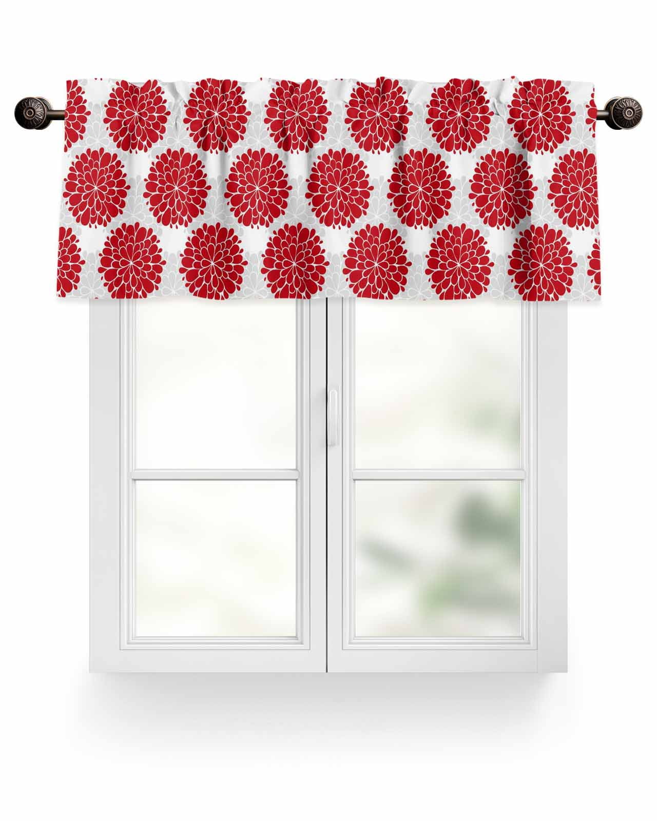 Abstract Dahlia Kitchen Valances for Windows 60"Wx14"L Vintage ...
