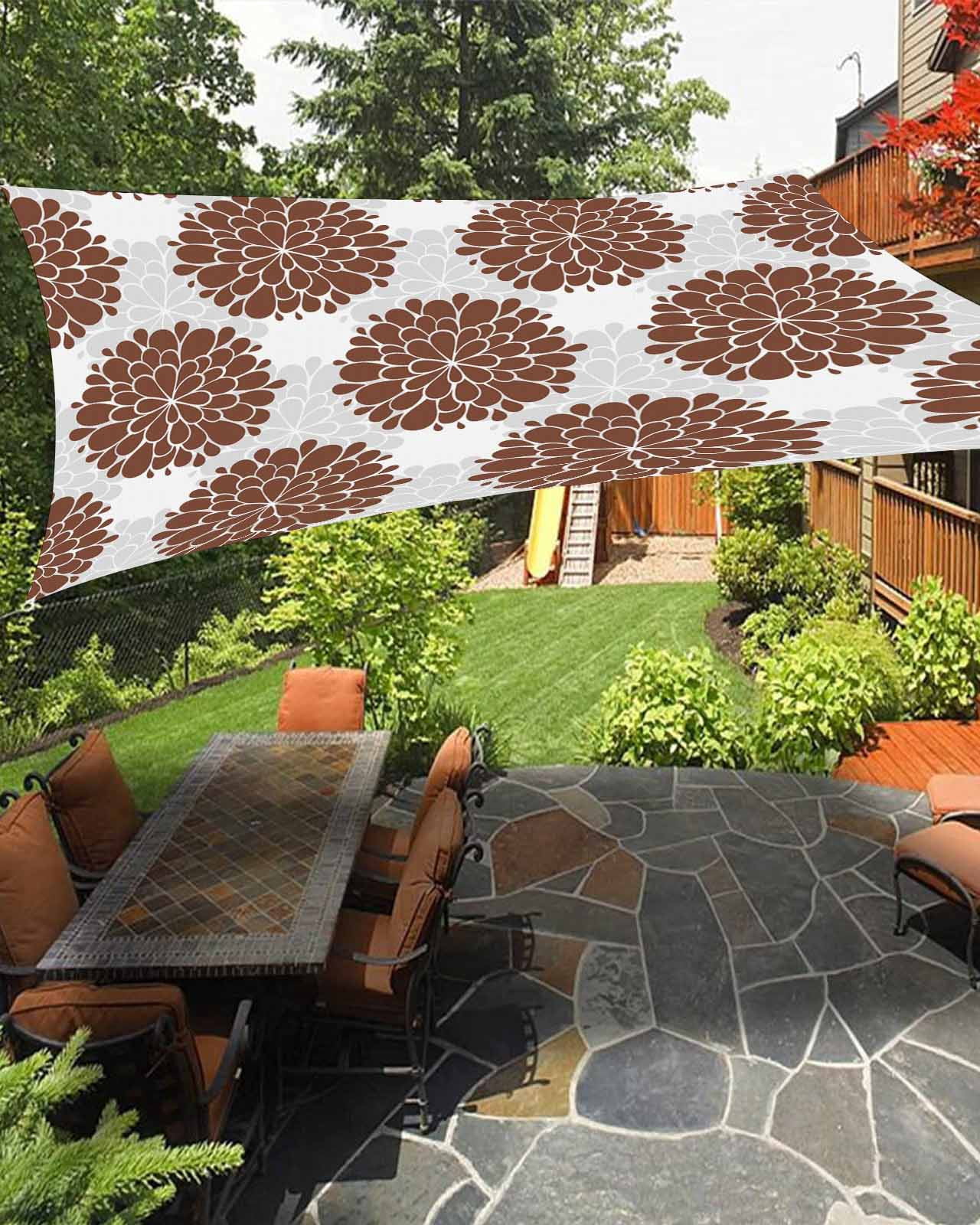 Abstract Dahlia Sun Shade Sail 6.5'X10' Vintage Red Country Farmhouse ...