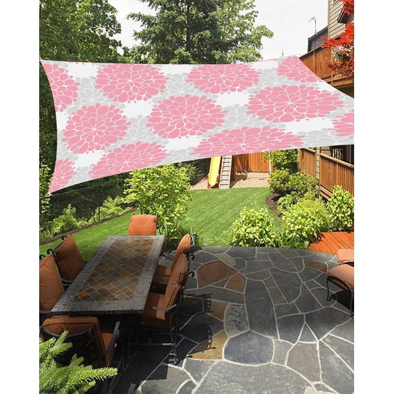 Abstract Dahlia Sun Shade Sail 8'X10' Vintage Pink Country Farmhouse ...