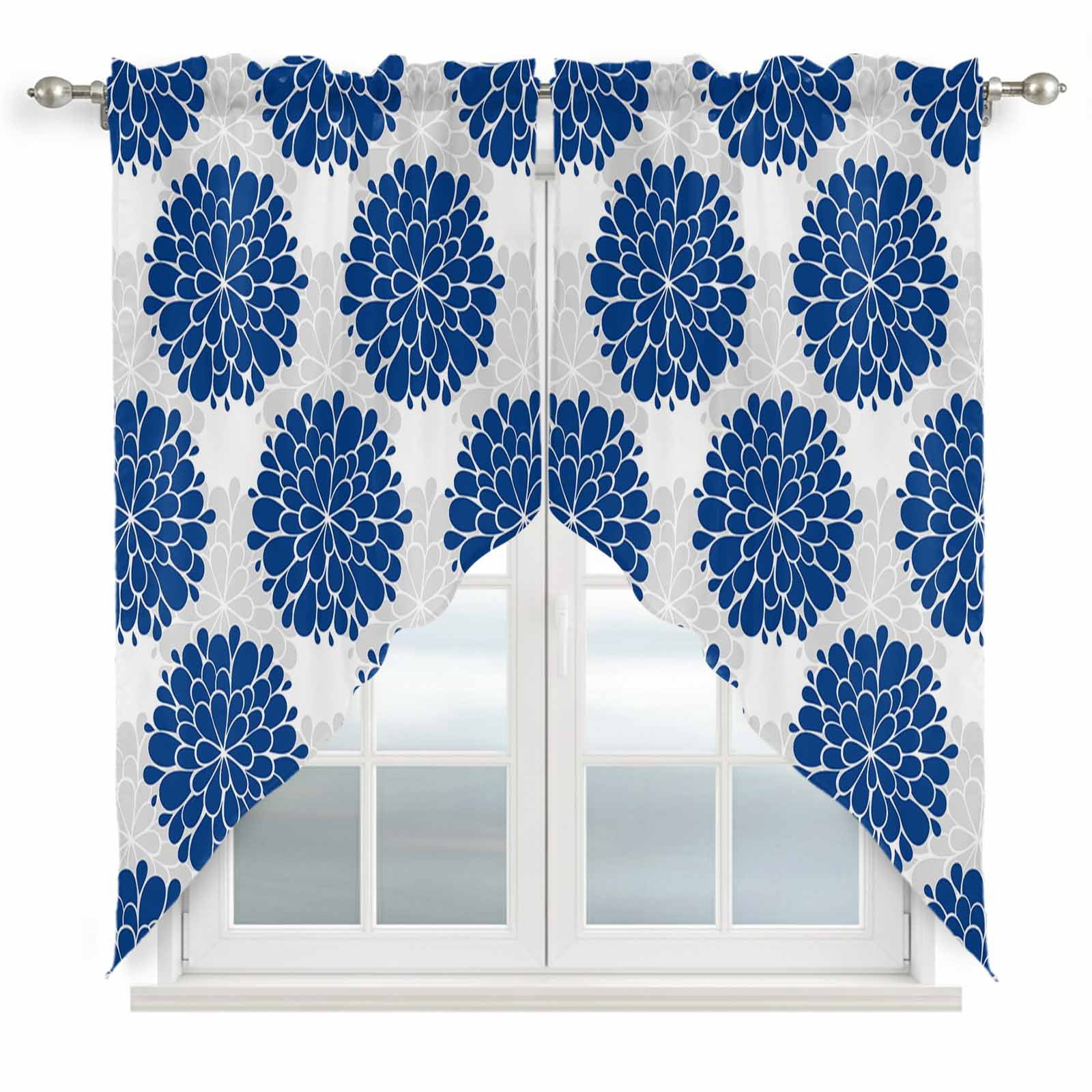 Abstract Dahlia Swag Curtain Valance for Window 2 Panels Vintage Deep ...