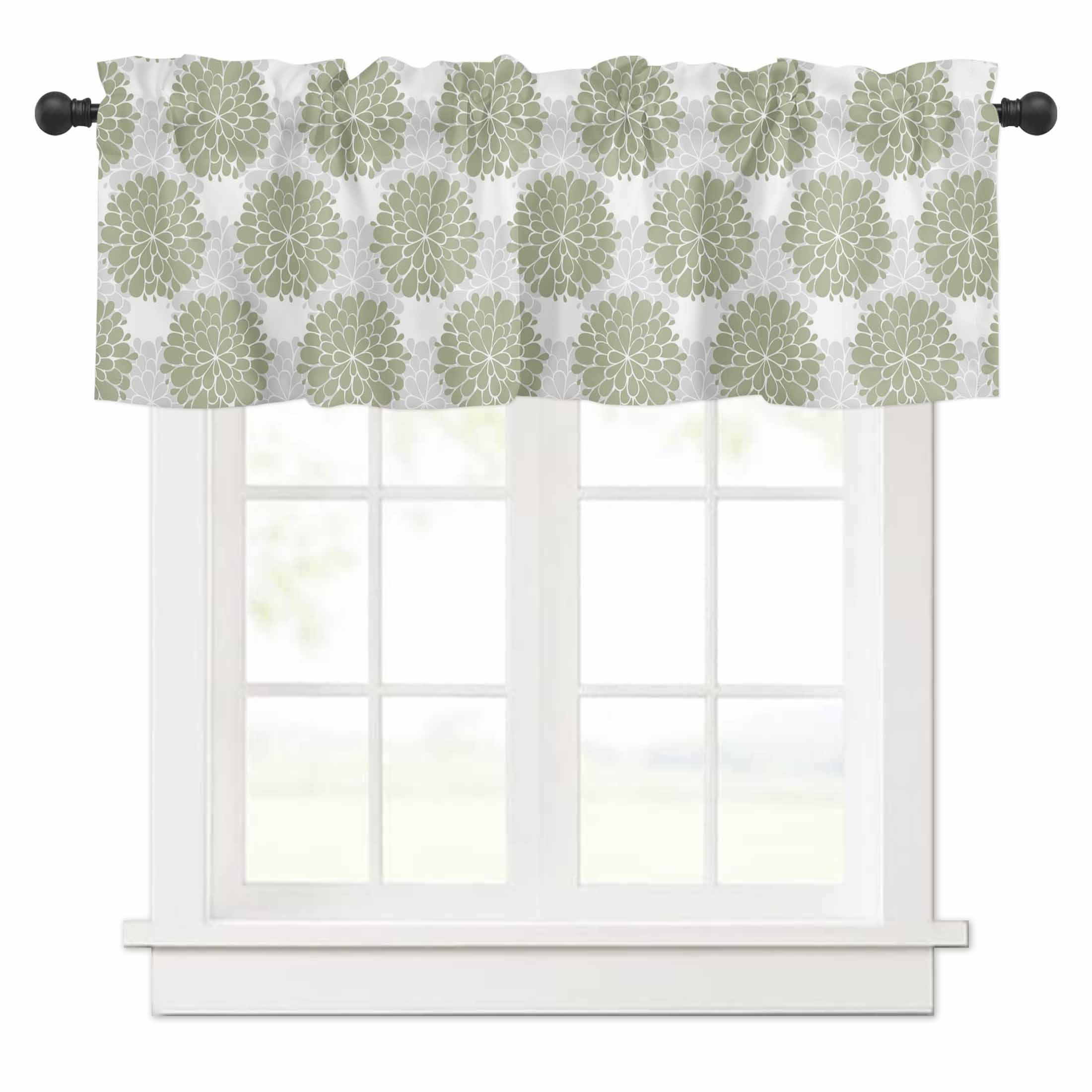 Abstract Dahlia Valances for Windows Vintage Green Country Farmhouse ...
