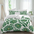 Abstract Daisy Flowers Leaves Soft Breathable Bedding Set with Pillow ...