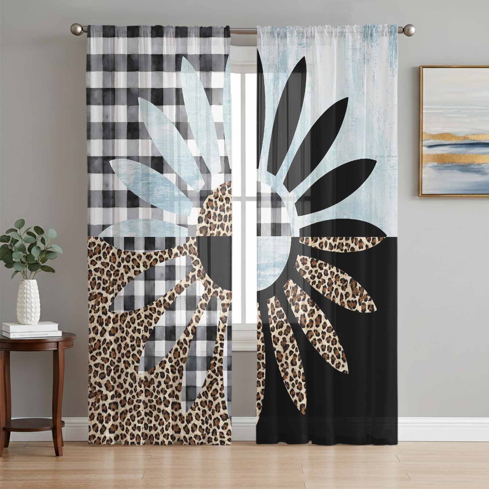 Abstract Daisy Sheer Curtains for Living Room Bedroom American Country ...