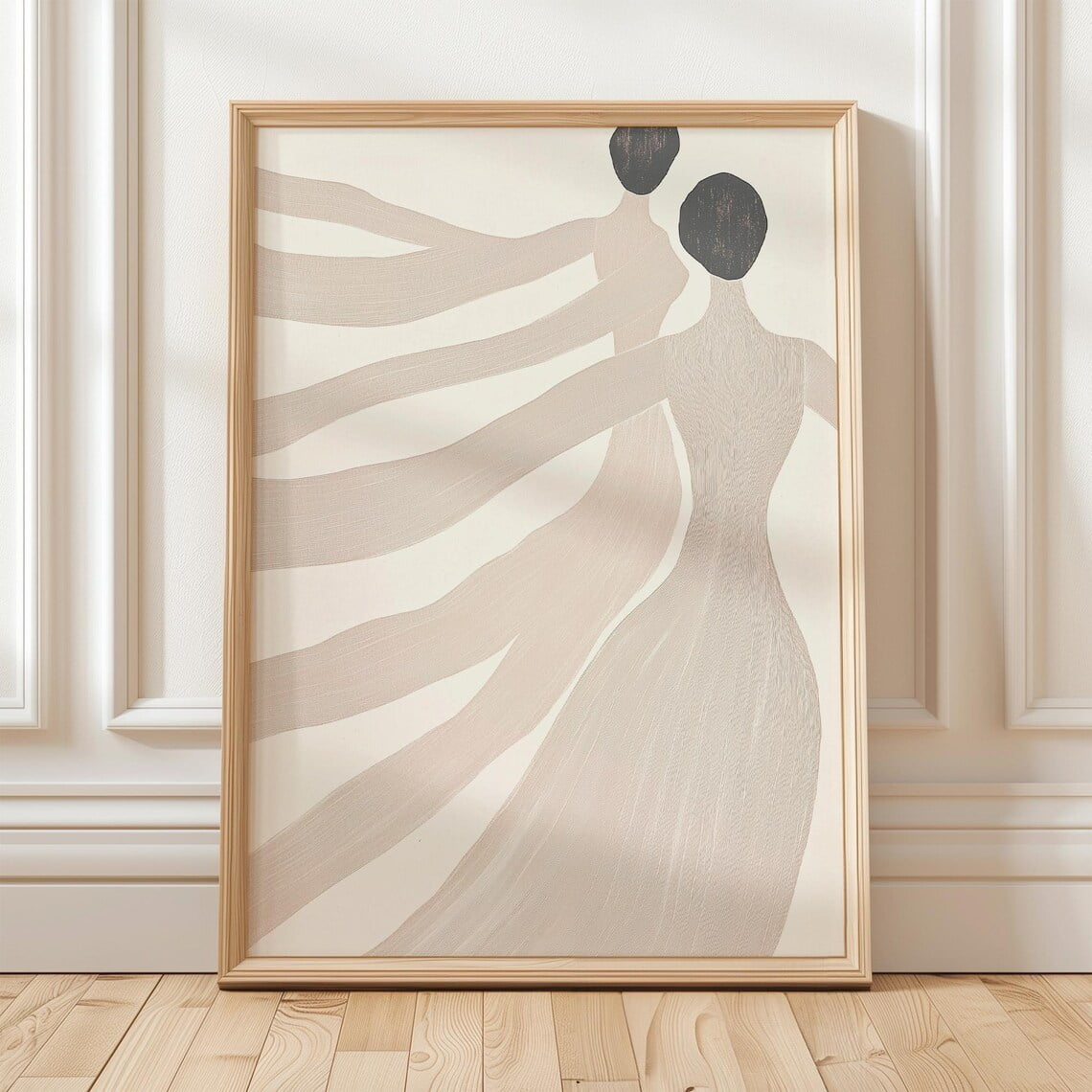 Abstract Dance Wall Art, Beige Minimalist Dancer Print, Modern Movement ...