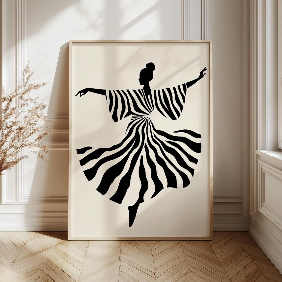 Abstract Dancer Wall Art, Modern Black And White Dance Print, Minimalist Feminine Artwork For ...