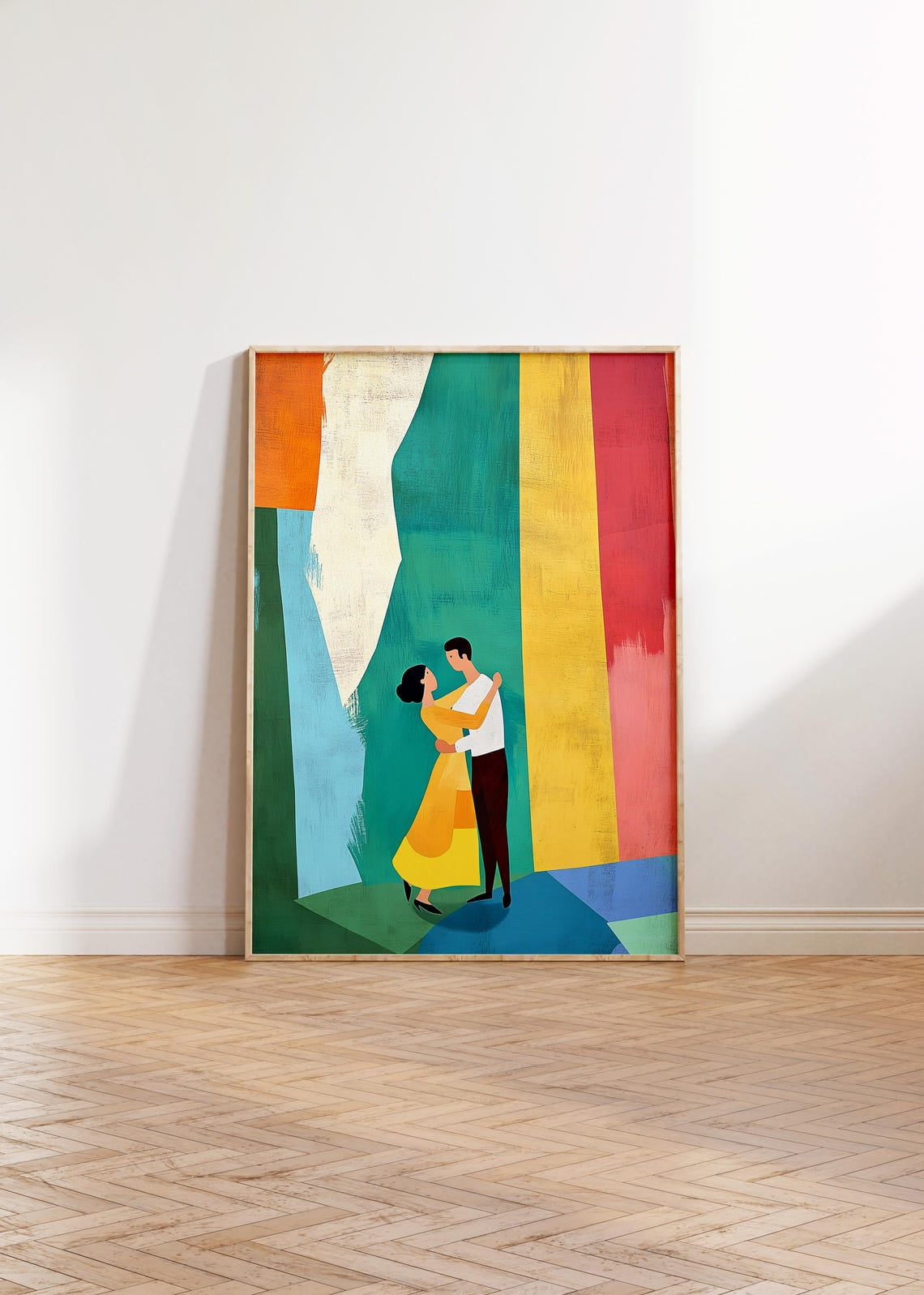 Abstract Dancing Couple Print, Modern Colorful Wall Art, Vibrant Poster ...