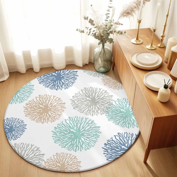 Abstract Dandelion Spring Floral Round Area Rug 3ft,Living Room Rug Non ...