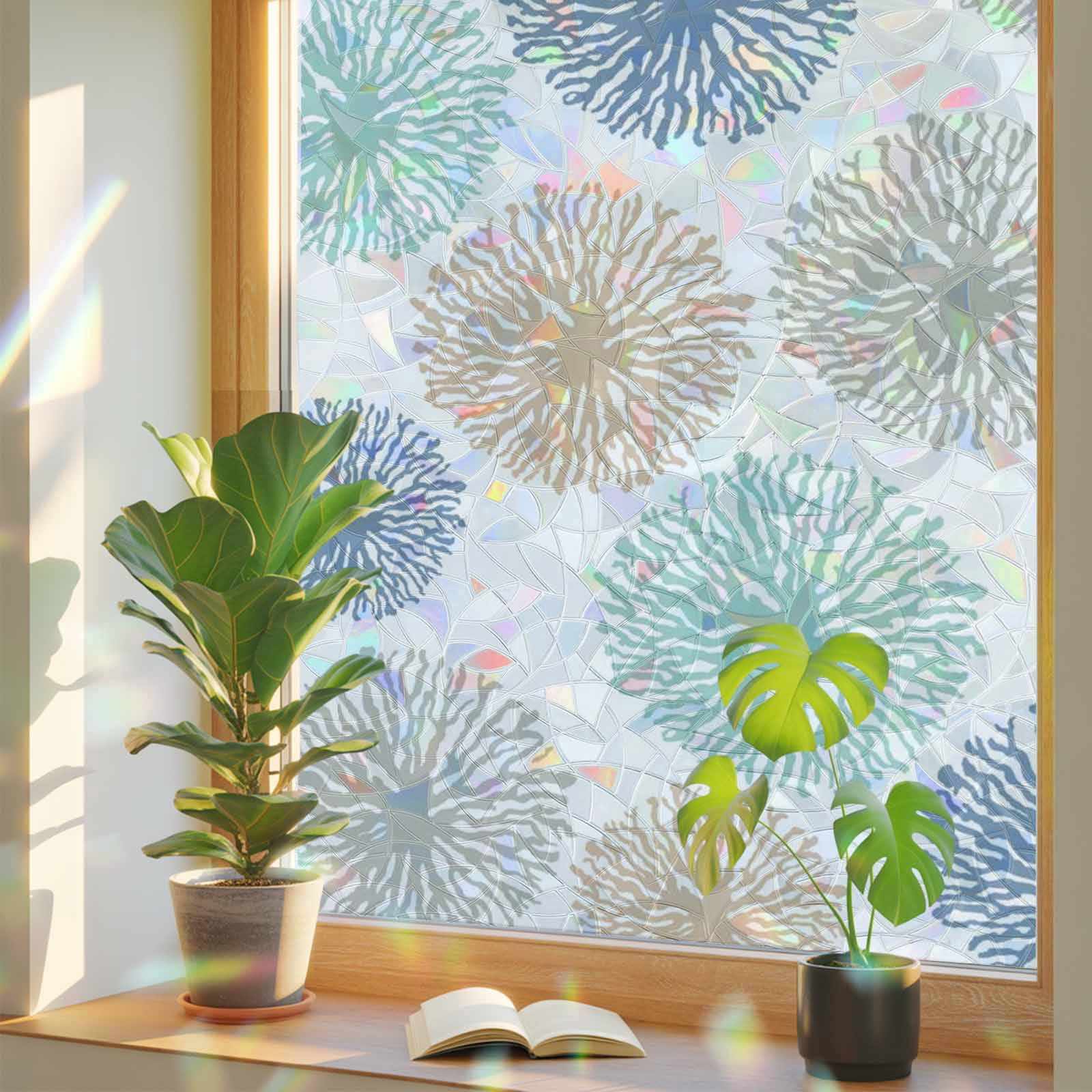 Abstract Dandelion Spring Floral Window Privacy Film, Rainbow Film ...