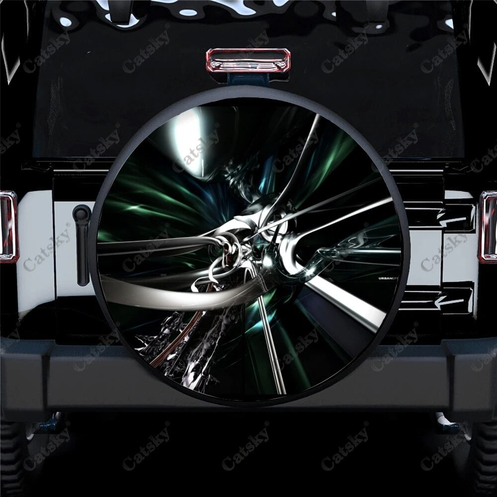 Abstract Dark Print Spare Tire Cover Waterproof Tire Wheel Protector
