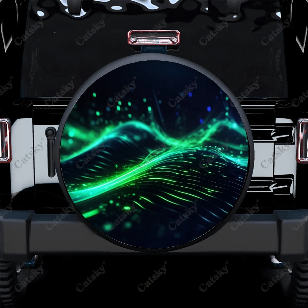Abstract Data Flow Pattern Polyester Universal Spare Wheel Tire Cover ...