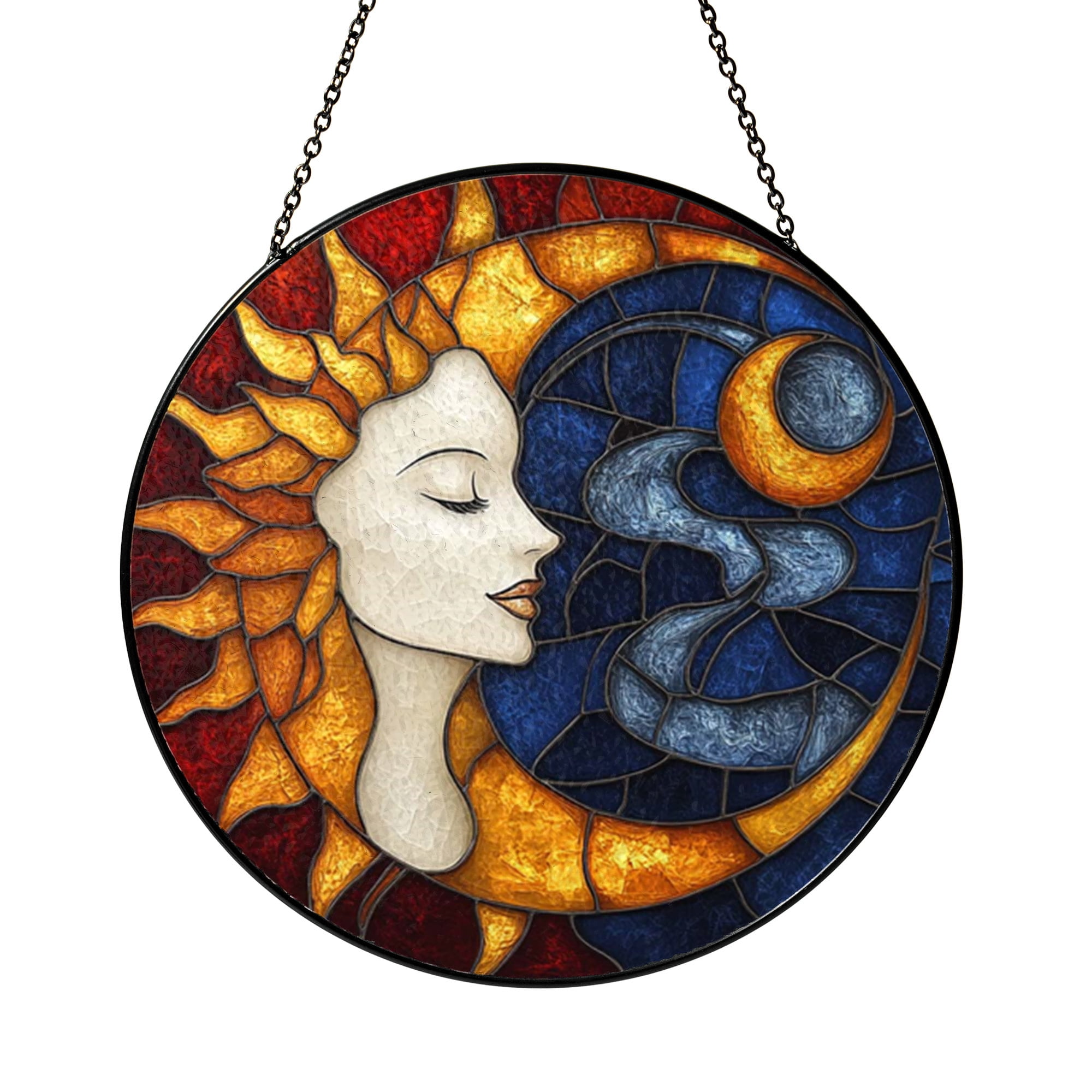 Abstract Day and Night Stained Glass Style Suncatcher – Window Hanging ...