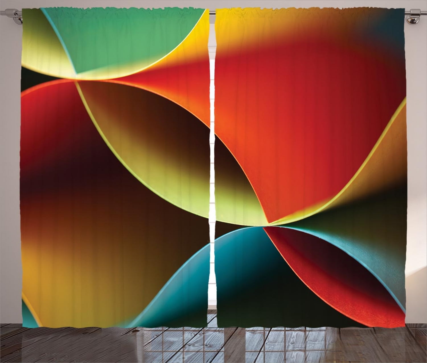 Ambesonne Abstract Curtains 2 Panel Set, Graphic Colored, 108" x 90 ...