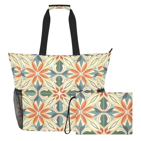 Abstract Decorative Digital Patterns Beach Bag Travel Tote Bag Reusable ...