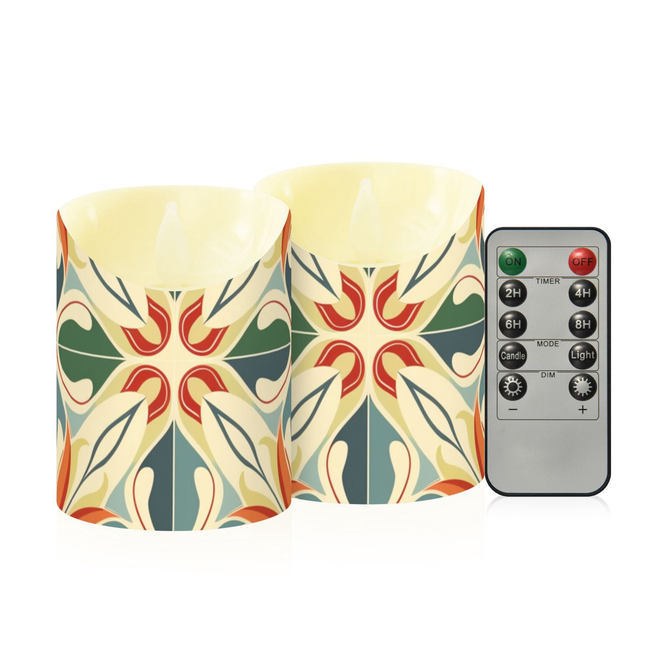 Abstract Decorative Digital Patterns Flickering Flameless Candles with ...