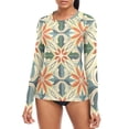 Abstract Decorative Digital Patterns Women's Rash Guard Shirts UPF 50 ...