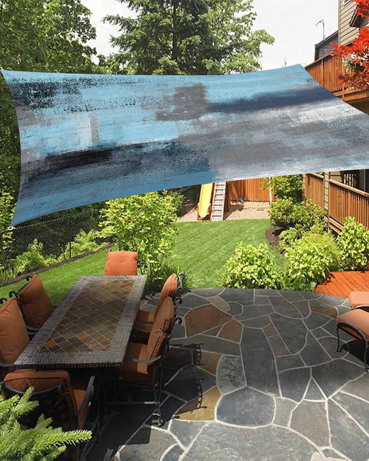 Abstract Decorative Sun Shade Sail 8'X10' Blue Gray Paint Mottled Art ...