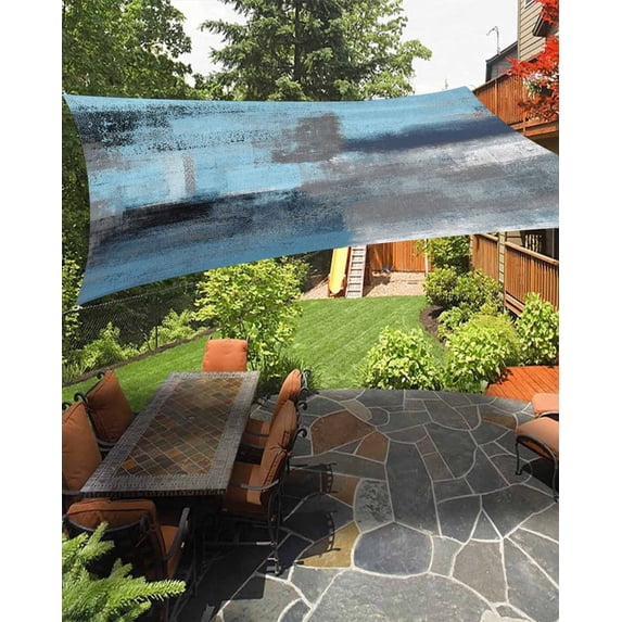 Abstract Decorative Sun Shade Sail 8'X10' Blue Gray Paint Mottled Art ...