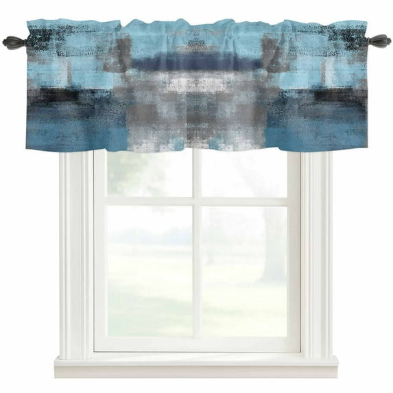 Abstract Decorative Valances for Windows Blue Gary Paint Mottled Art ...