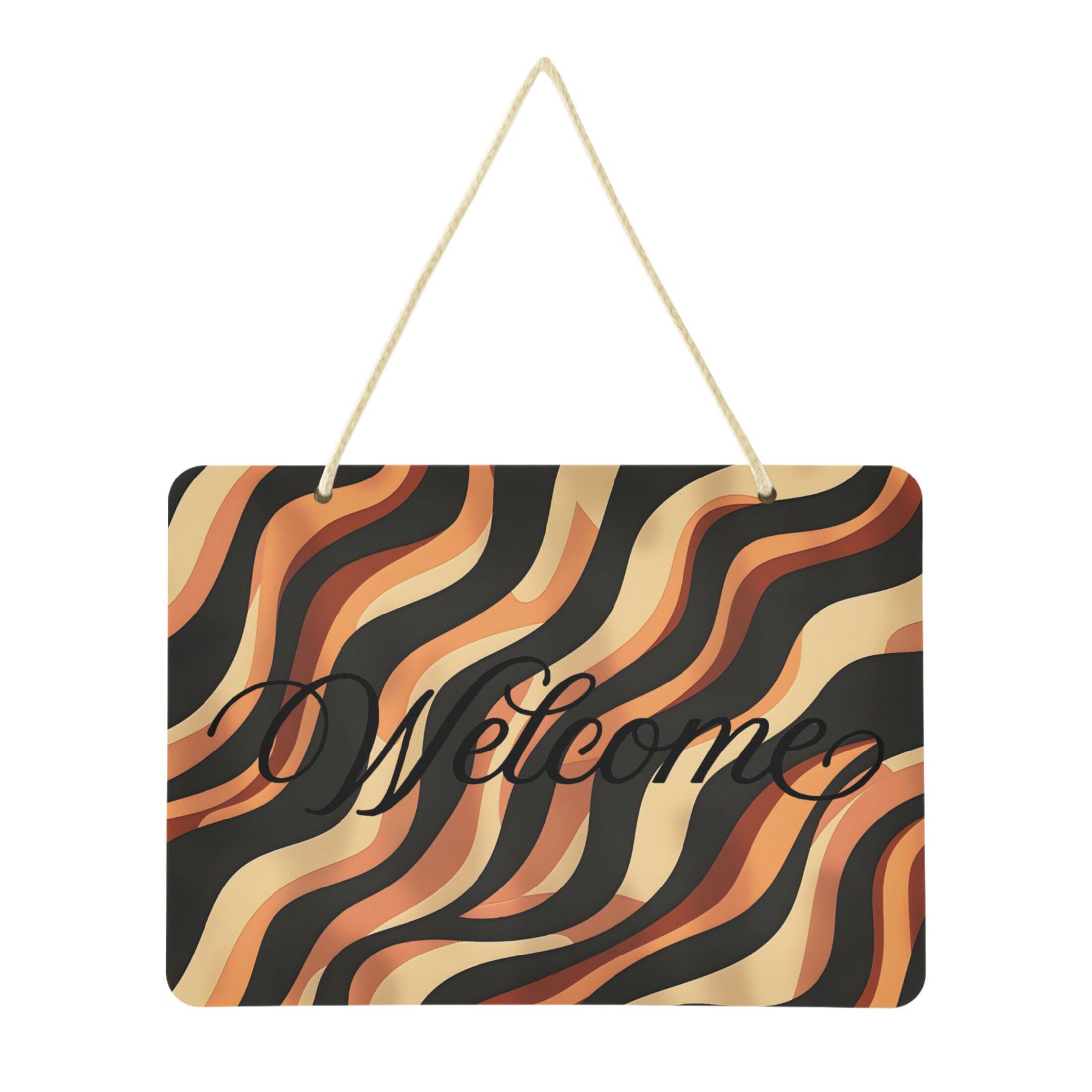 Abstract Decorative Wavy Welcome Sign Front Door PVC 14x10 inch Hanger ...