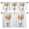 Abstract Deer Kitchen Curtains Set for Windows, Colored Cloud Paint Red ...
