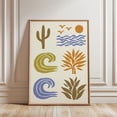 Abstract Desert Elements Cactus Wave Sun Boho Mid Century Nature ...