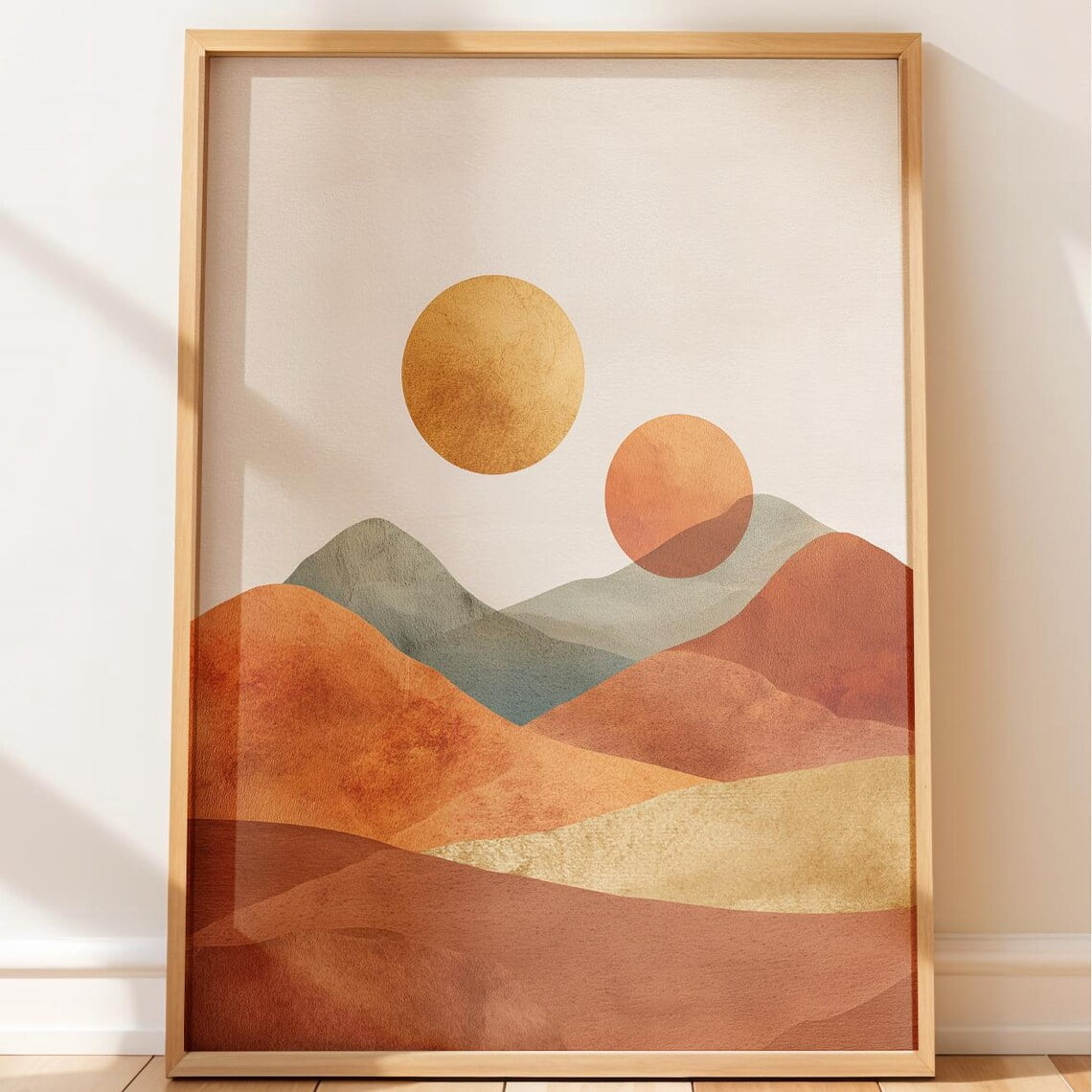 Abstract Desert Landscape Print Modern Folk Art Neutral Southwestern ...