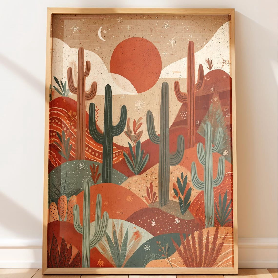 Abstract Desert Landscape Print Modern Folk Art Neutral Southwestern ...