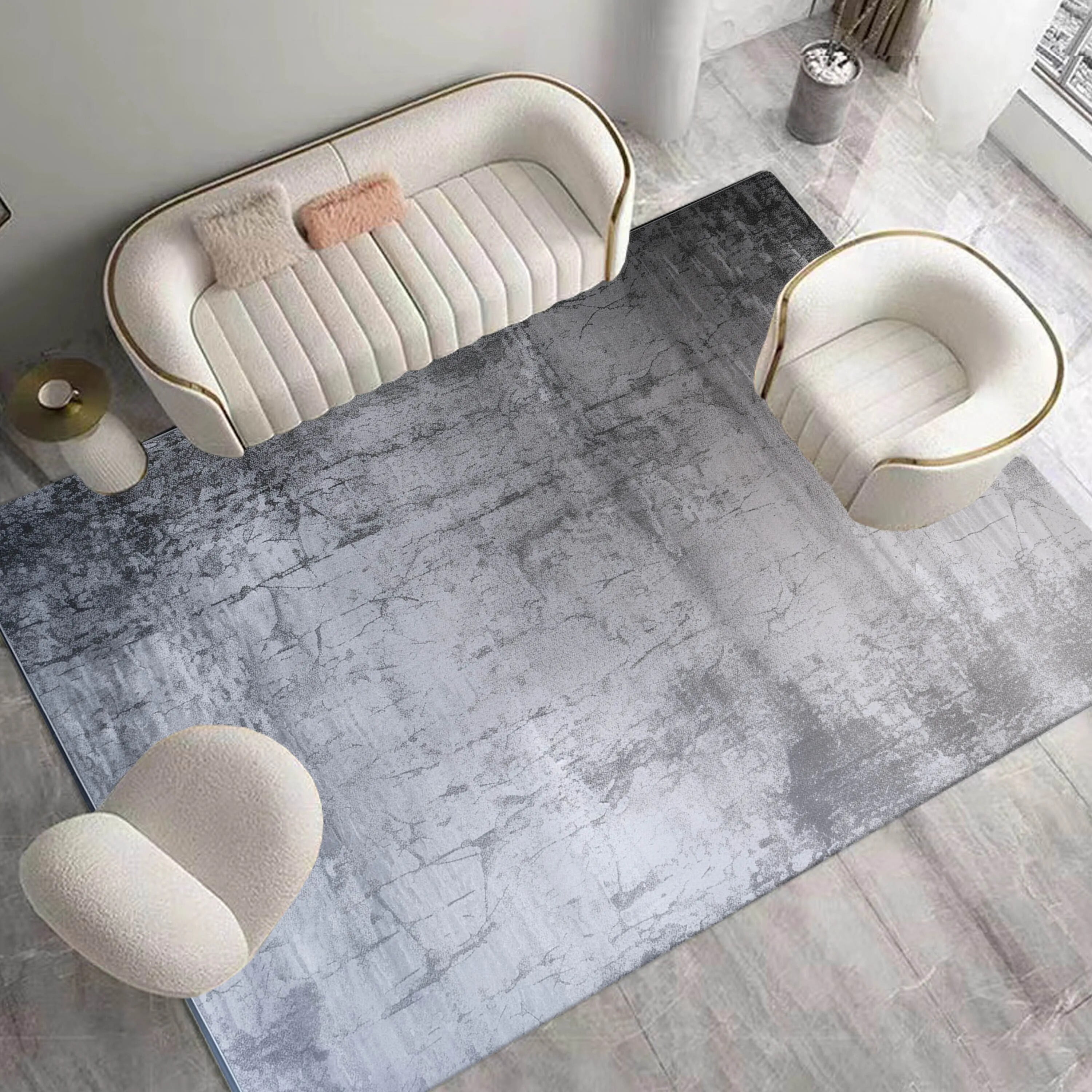 Abstract Design Carpet In The Living Room Fluffy Short Velvet Room ...