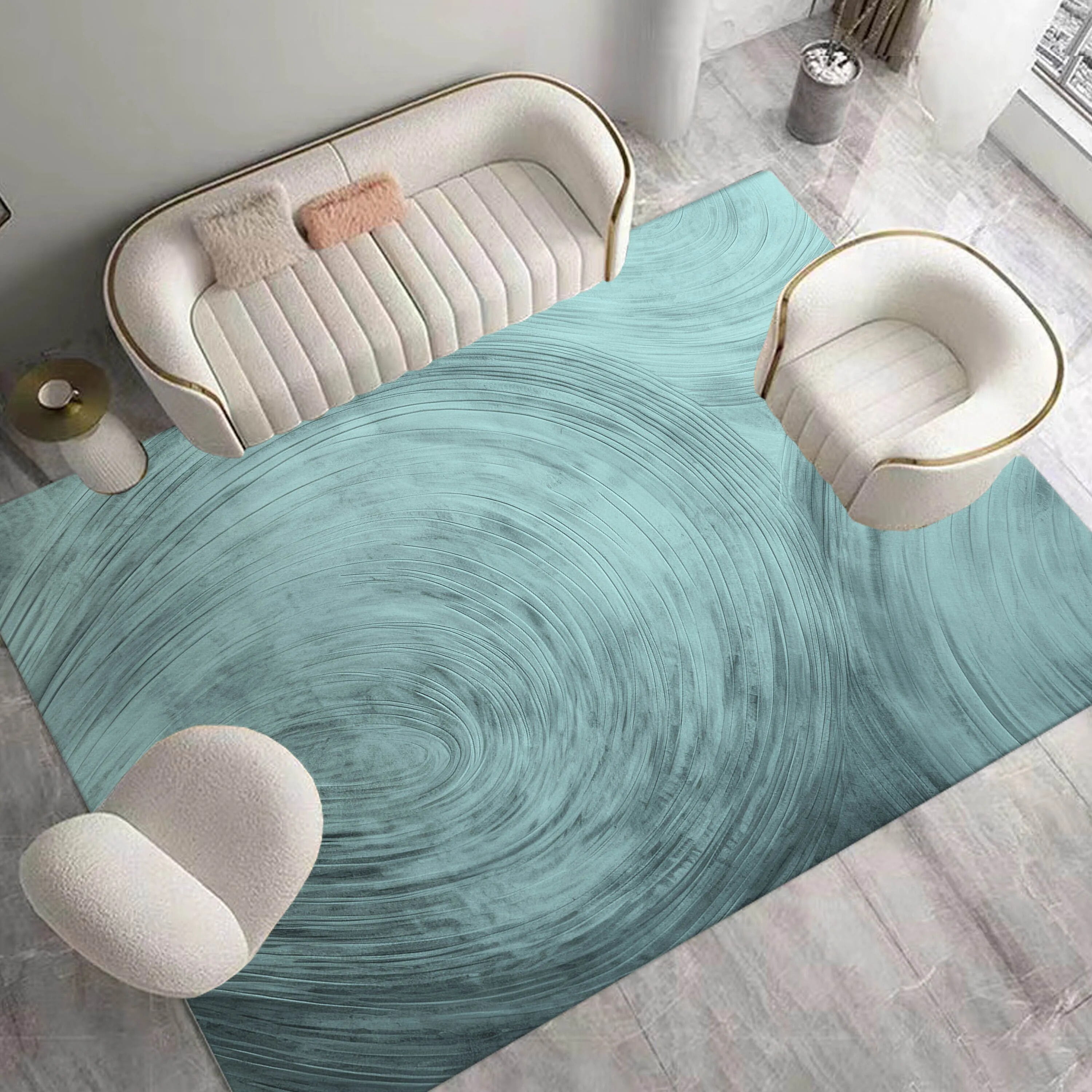 Abstract Design Carpet In The Living Room Fluffy Short Velvet Room ...