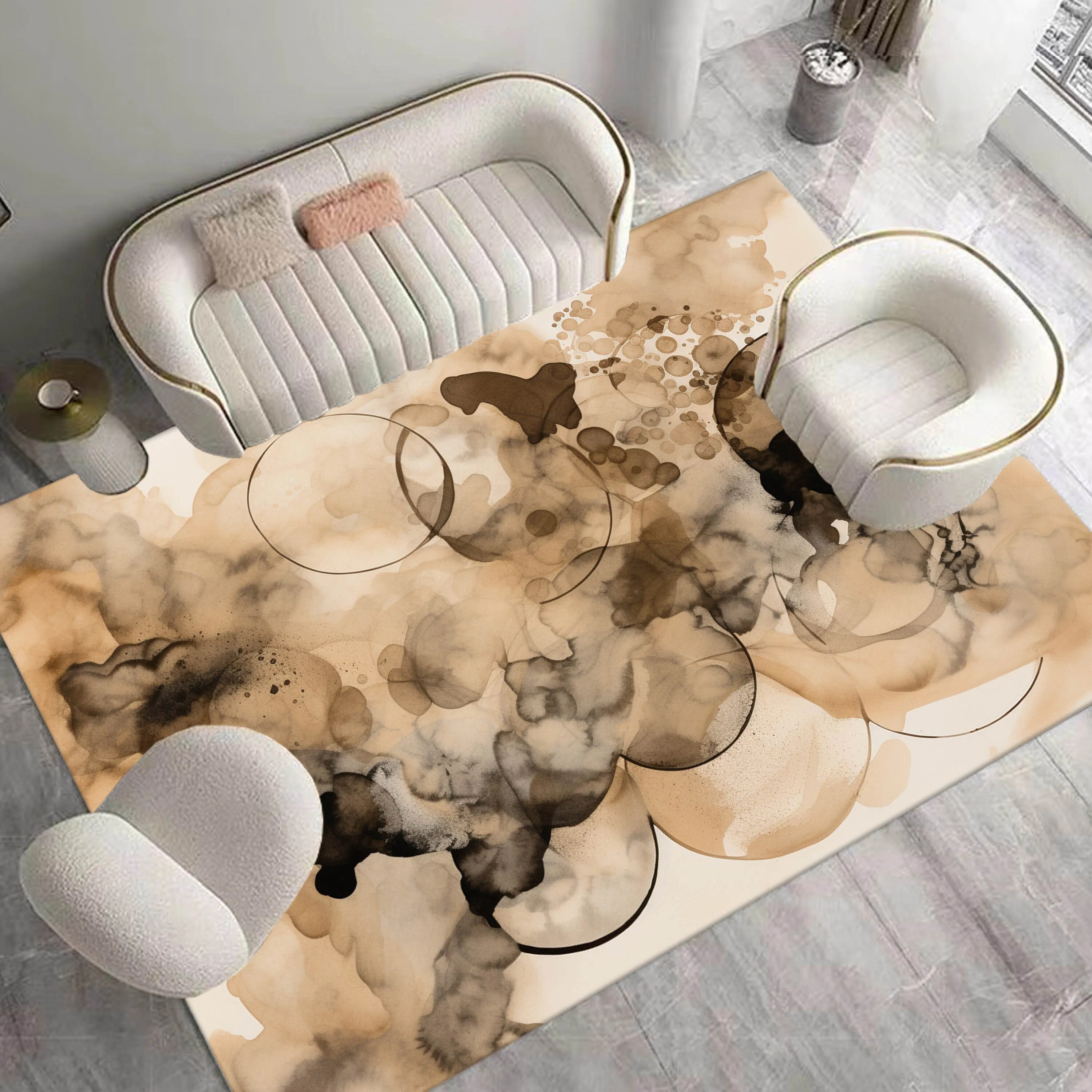 Abstract Design Carpet In The Living Room Fluffy Short Velvet Room ...