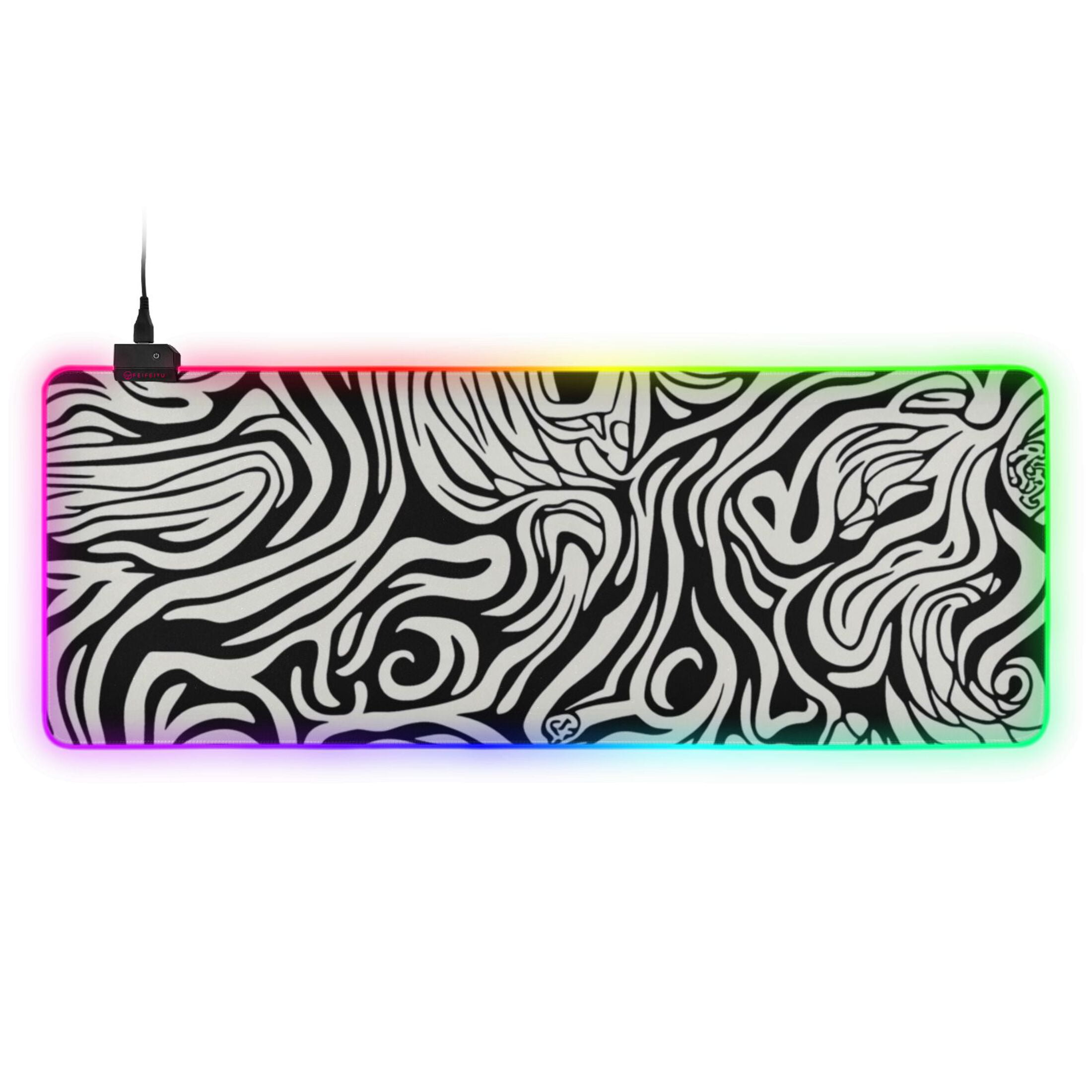 Abstract Design with Smooth Lines RGB Gaming Mouse Pad Large Keyboard ...
