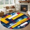 Abstract Diagonal Blocks 6FT Round Area Rugs for Living Room Art ...