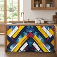 Abstract Diagonal Blocks Cabinet Curtains for Kitchen 32"W x 55"L, Art ...