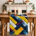 Abstract Diagonal Blocks Dining Table Runner, Art Geometric Navy Blue ...