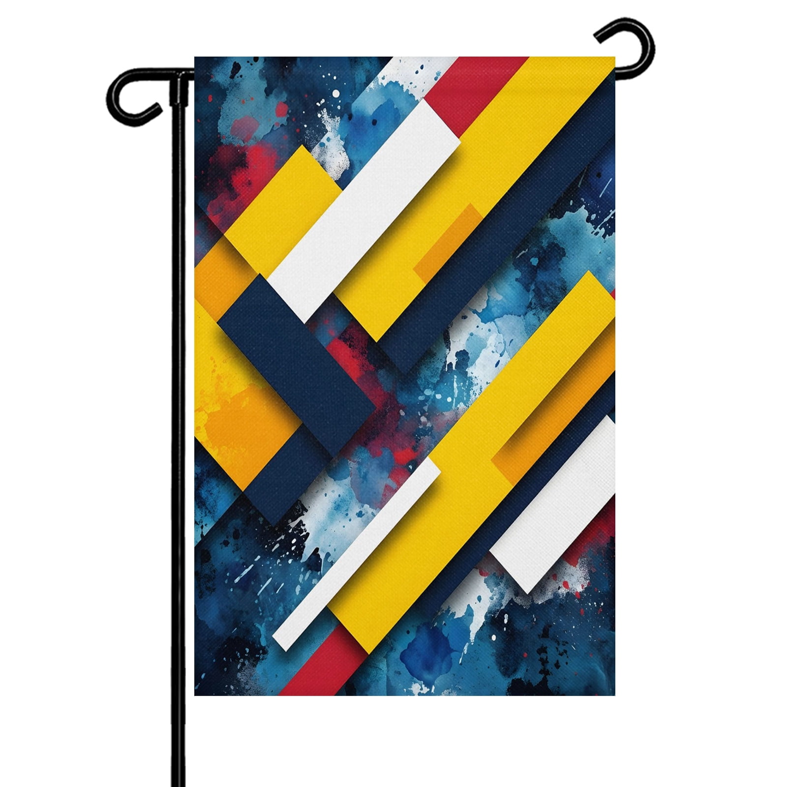 Abstract Diagonal Blocks Garden Flag 28x40 Inch Art Geometric Navy Blue ...