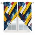 Abstract Diagonal Blocks Swag Curtain Valance for Window 2 Panels Art ...
