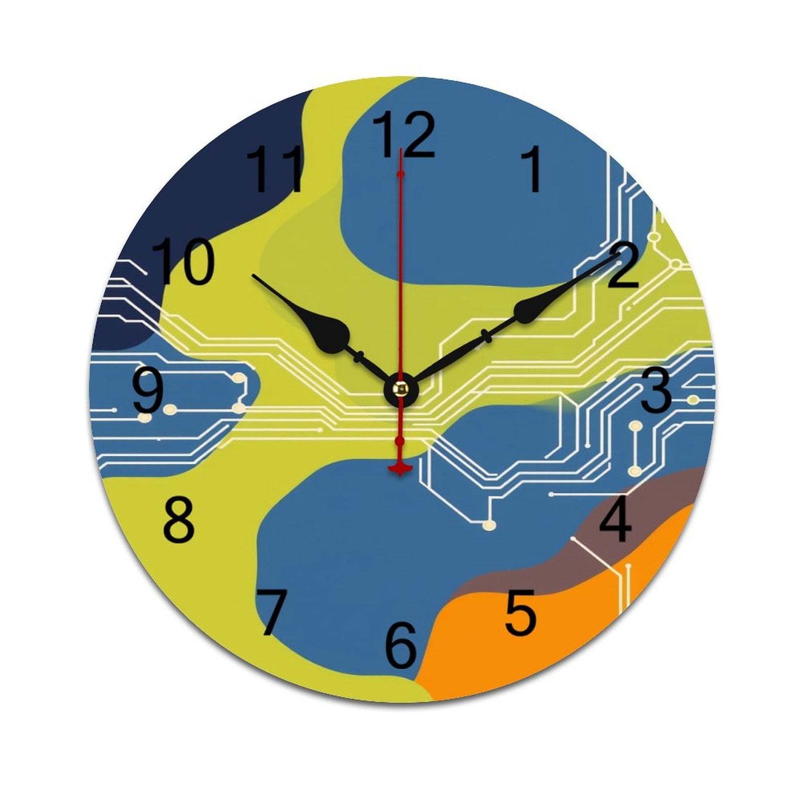 Abstract Digital Circuit Clocks Wall Home Decoration Teen Room Bedroom Living Room Decor Wall ...
