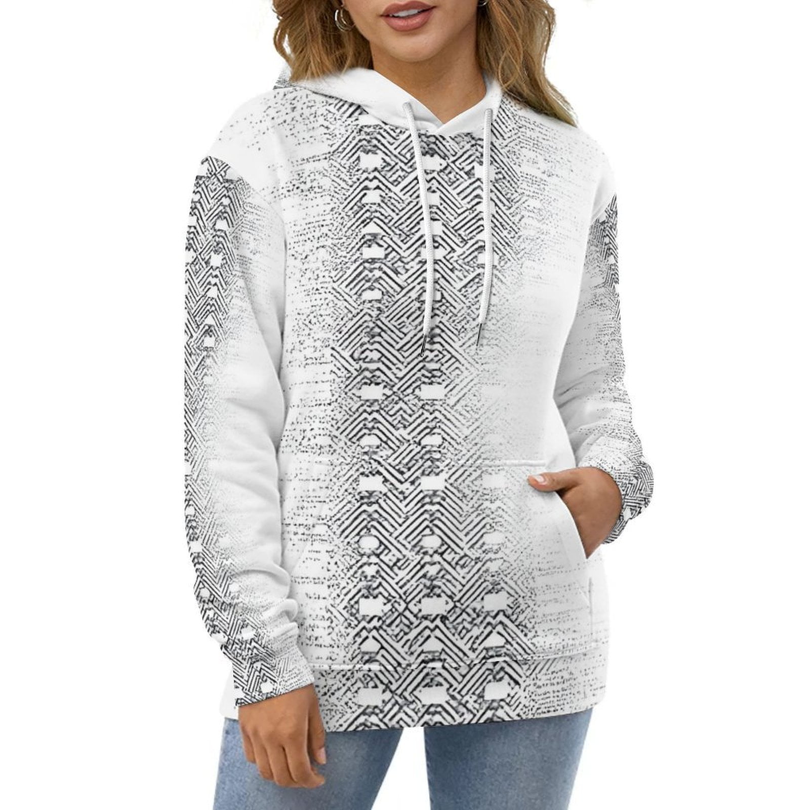 Abstract Digital Pattern Fading Oversized Hoodies For Woman Pullover ...