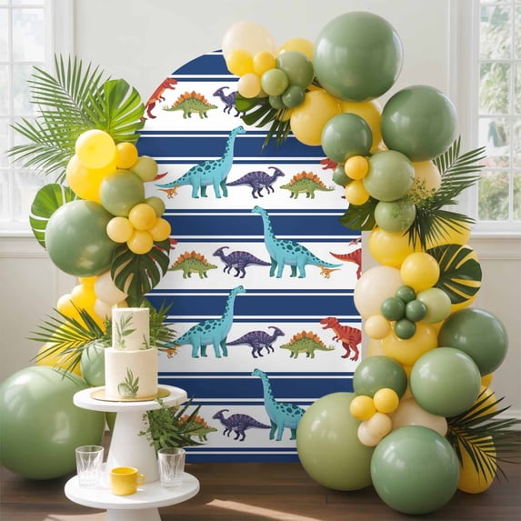 Abstract Dinosaur Arch Backdrop Cover, 6FT, Red Purple Green Dinosaur ...