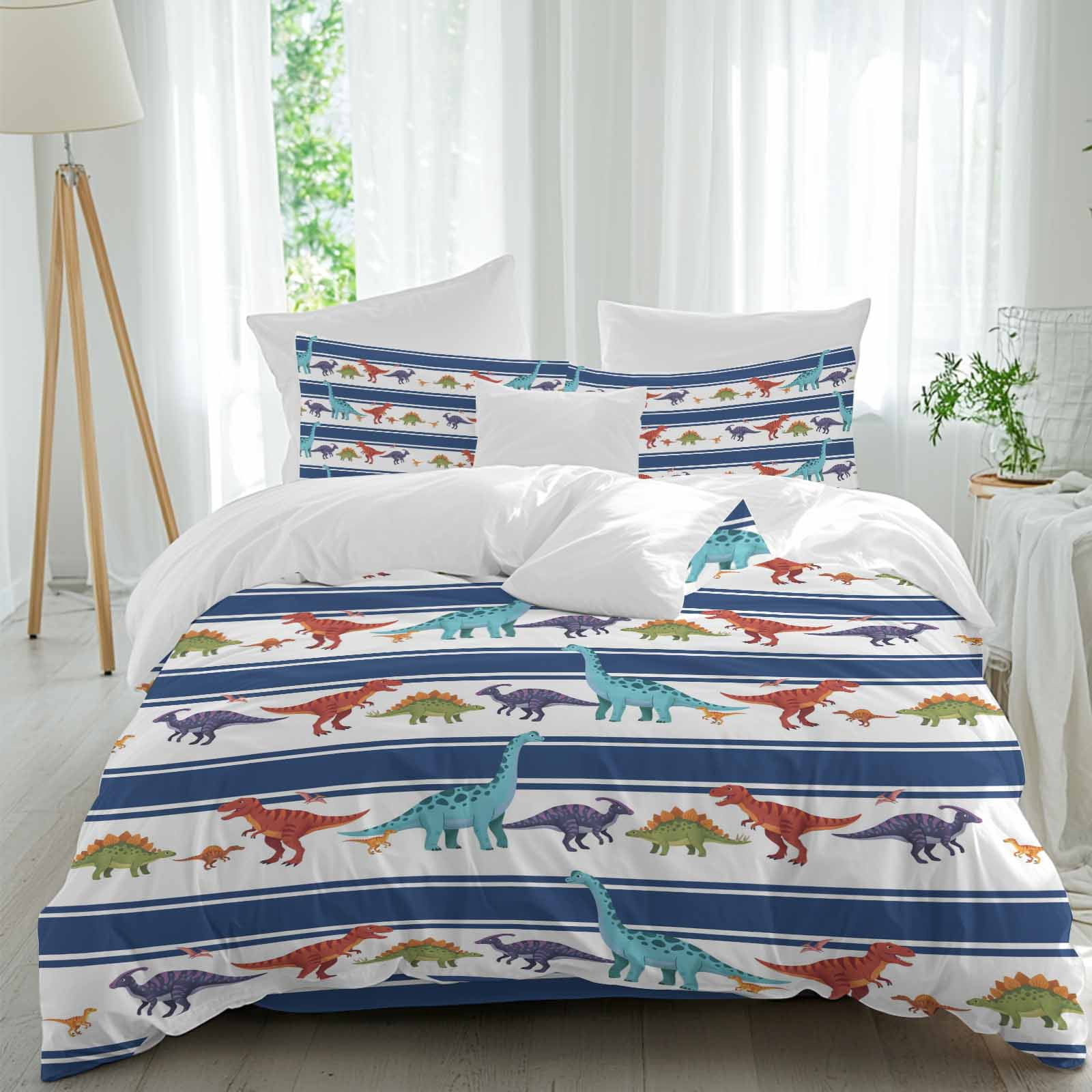 Abstract Dinosaur Bedding Duvet Cover Set Twin Size 4 Pieces, Red ...