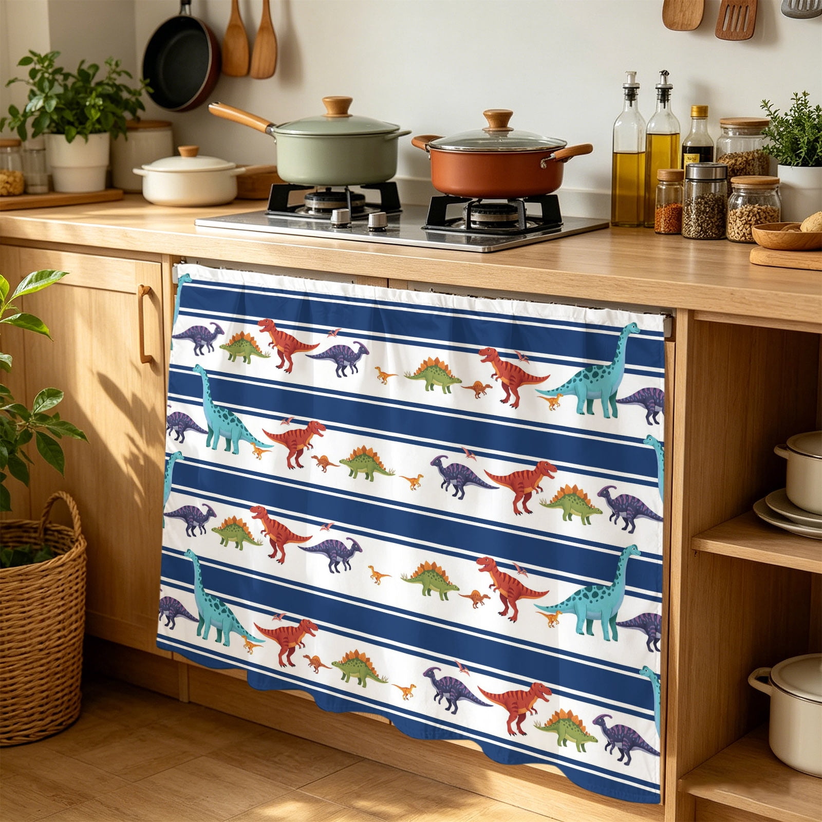 Abstract Dinosaur Cabinet Curtains 35" W x 35" L Red Purple Green ...