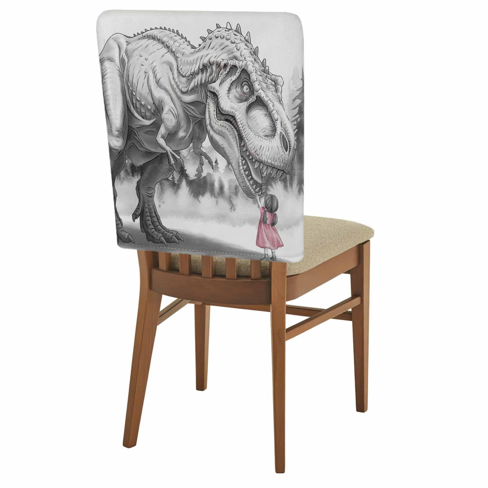 Abstract Dinosaur Chair Back Covers Set of 1, Retro Gray Animal Little ...
