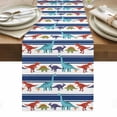 Abstract Dinosaur Cotton Linen Table Runner Red Purple Green Dinosaur ...