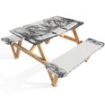 Abstract Dinosaur Picnic Table Cover with Bench Covers Retro Gray ...